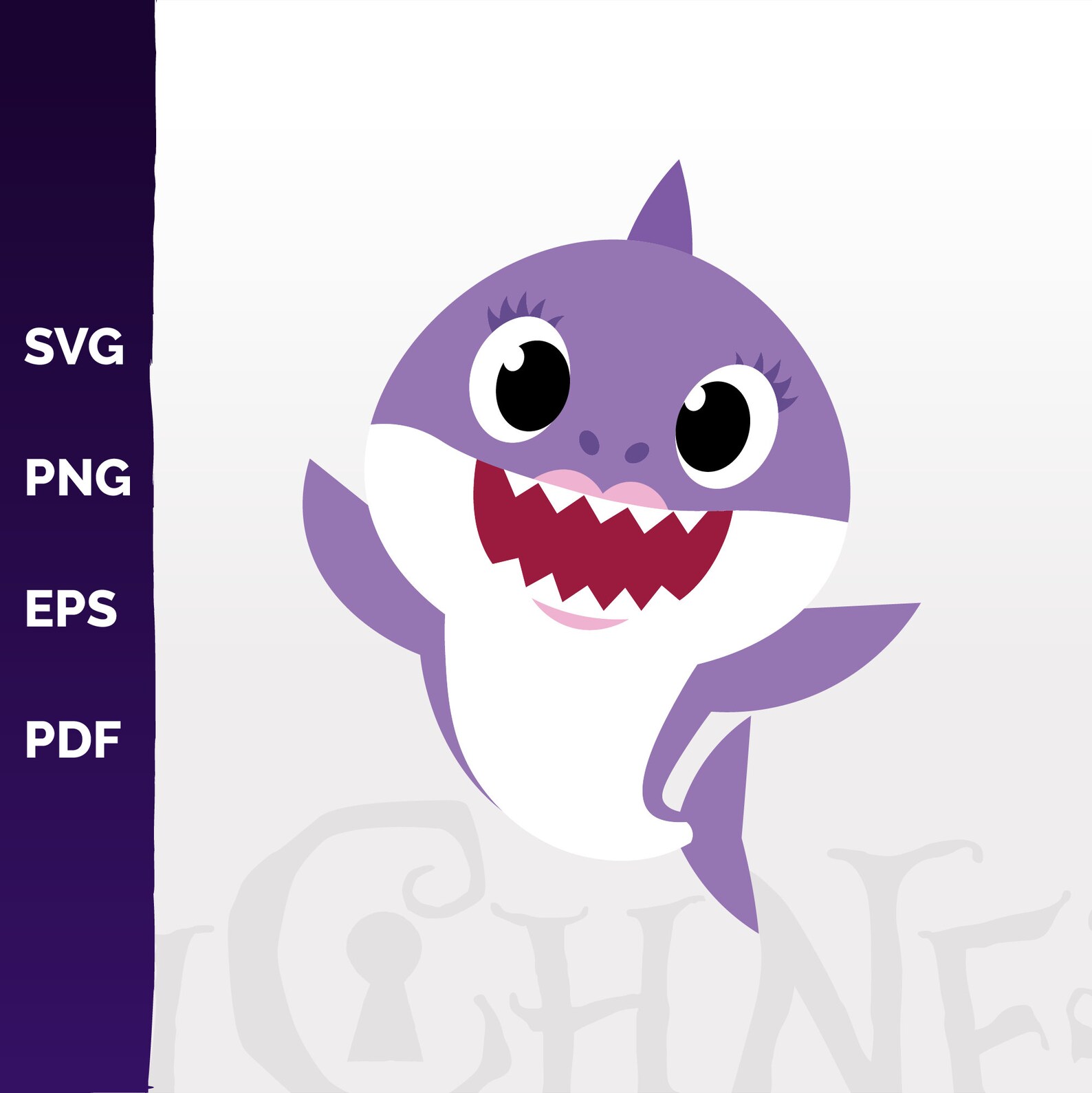 Purple Auntie Shark SVG png pdf eps Purple Shark Graphic | Etsy