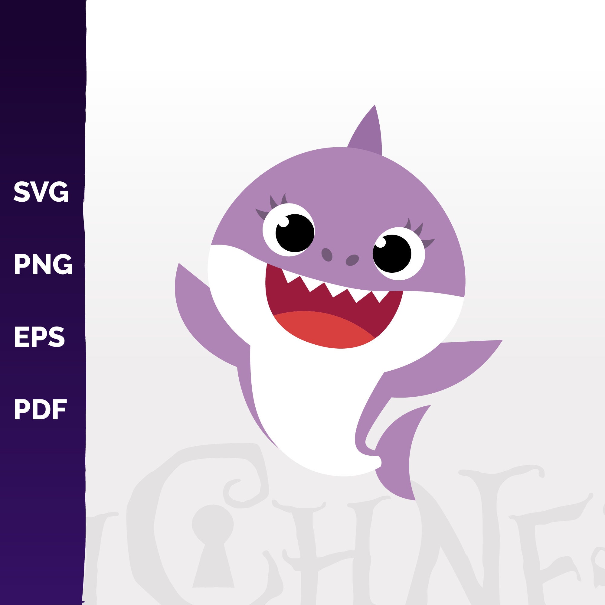 Purple Cousin Shark SVG png pdf eps Baby Purple Shark | Etsy