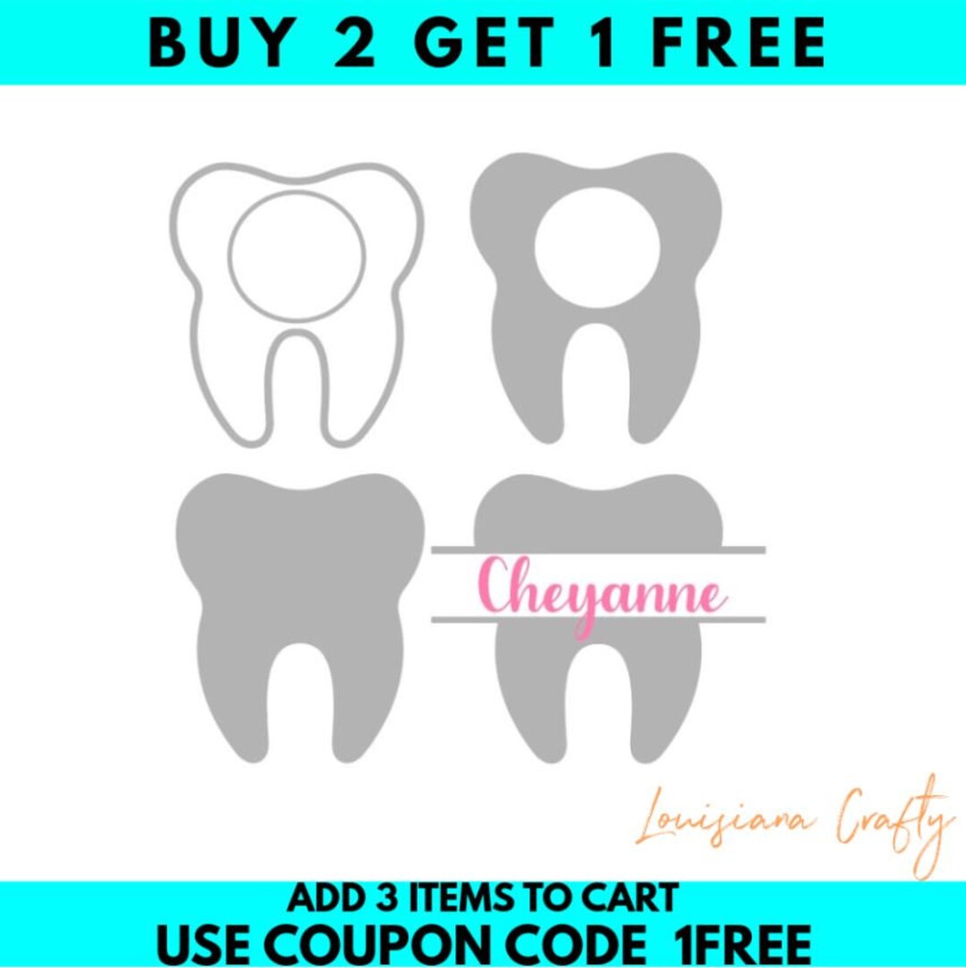 Tooth SVG Frames, Monogram Frame, Name Frame, Toothfairy SVG Digital ...