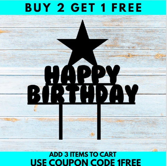 Joyeux anniversaire Star Cake Topper SVG / PNG | Etsy