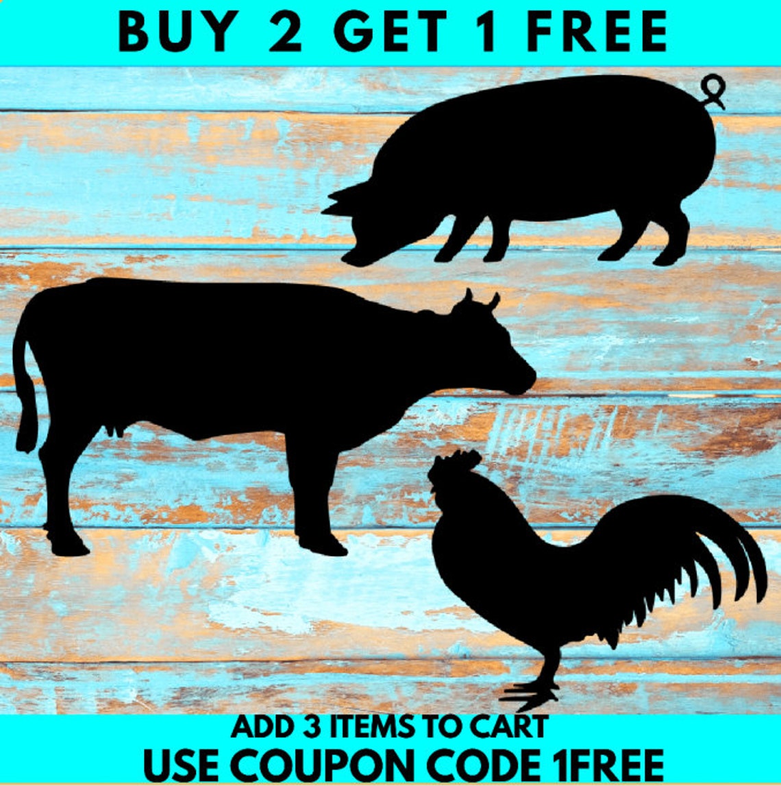 Farm Animals Pig Cow Rooster Chicken Farm Signs Png - Etsy