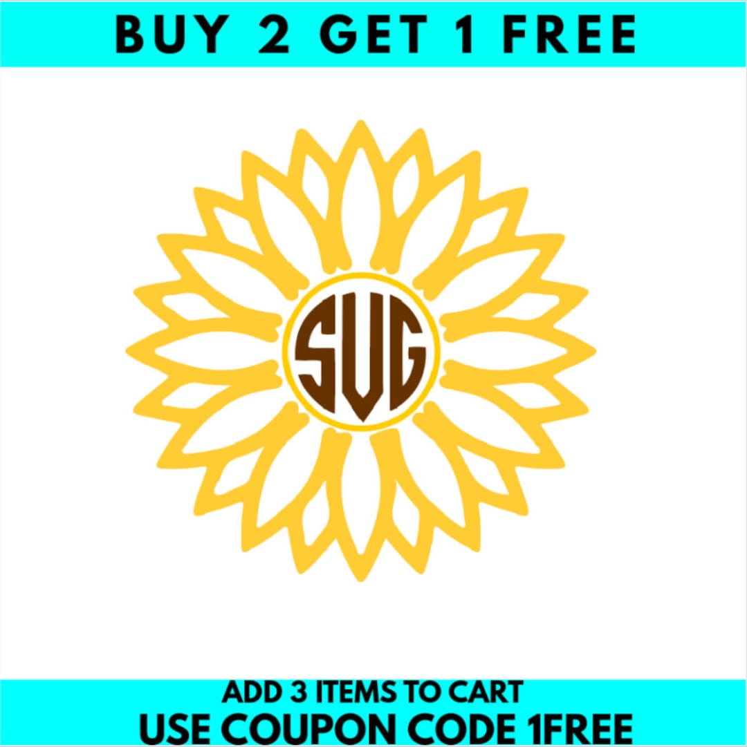 Sunflower SVG, Monogram SVG, Sunflower Monogram Frame, Digital Download ...
