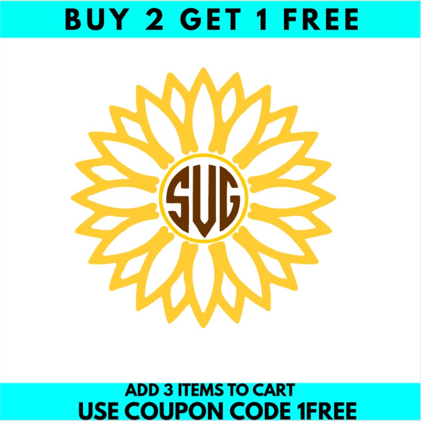 Sunflower SVG Monogram SVG Sunflower Monogram Frame Digital | Etsy
