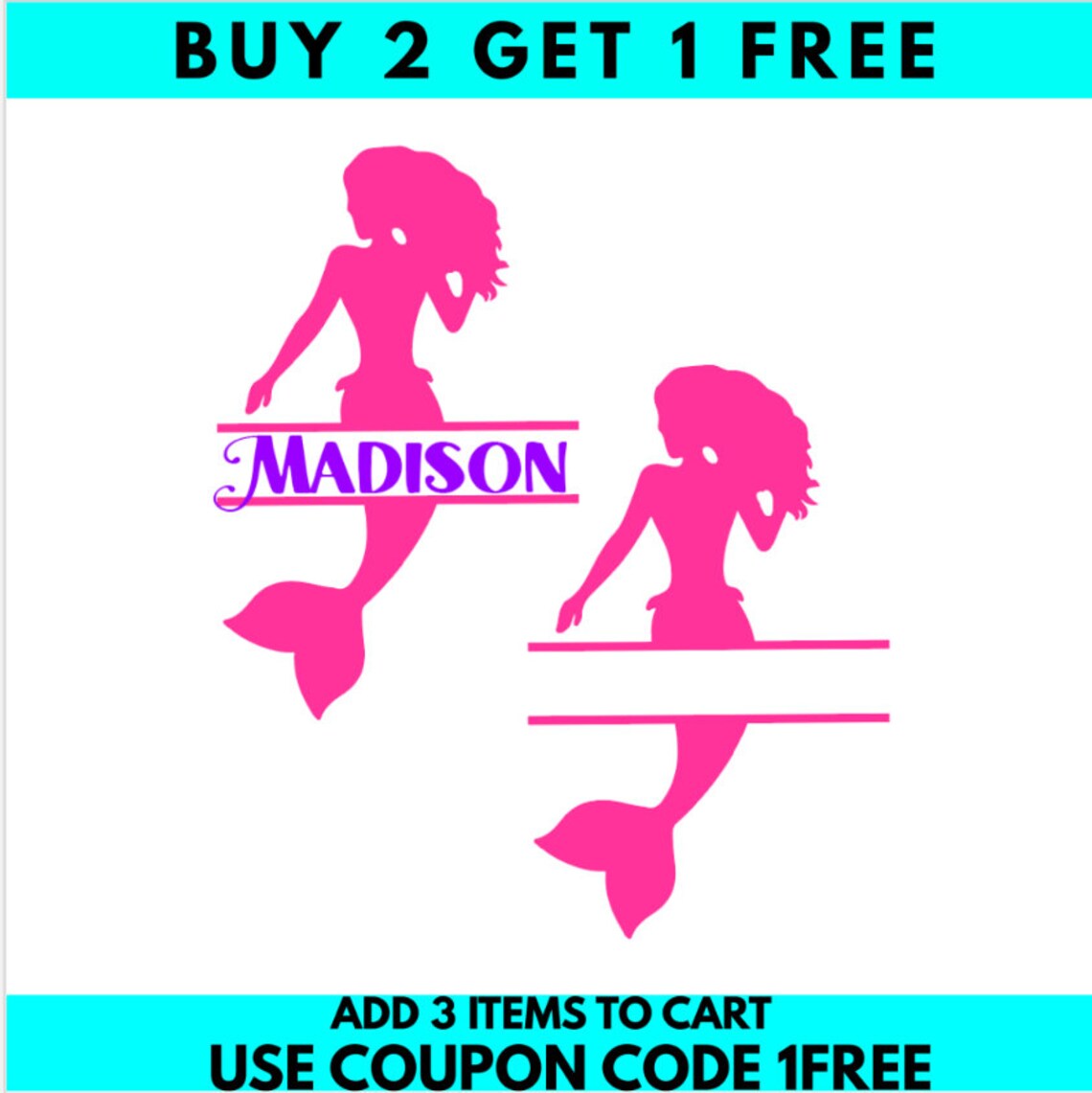 Mermaid SVG Mermaid Name Frame SVG Split Name Frame Cricut - Etsy