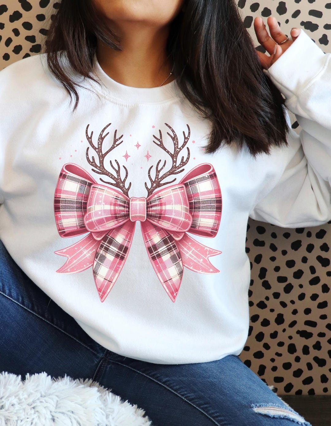 Christmas Reindeer Bow Shirt: Custom Holiday Party Top - Etsy