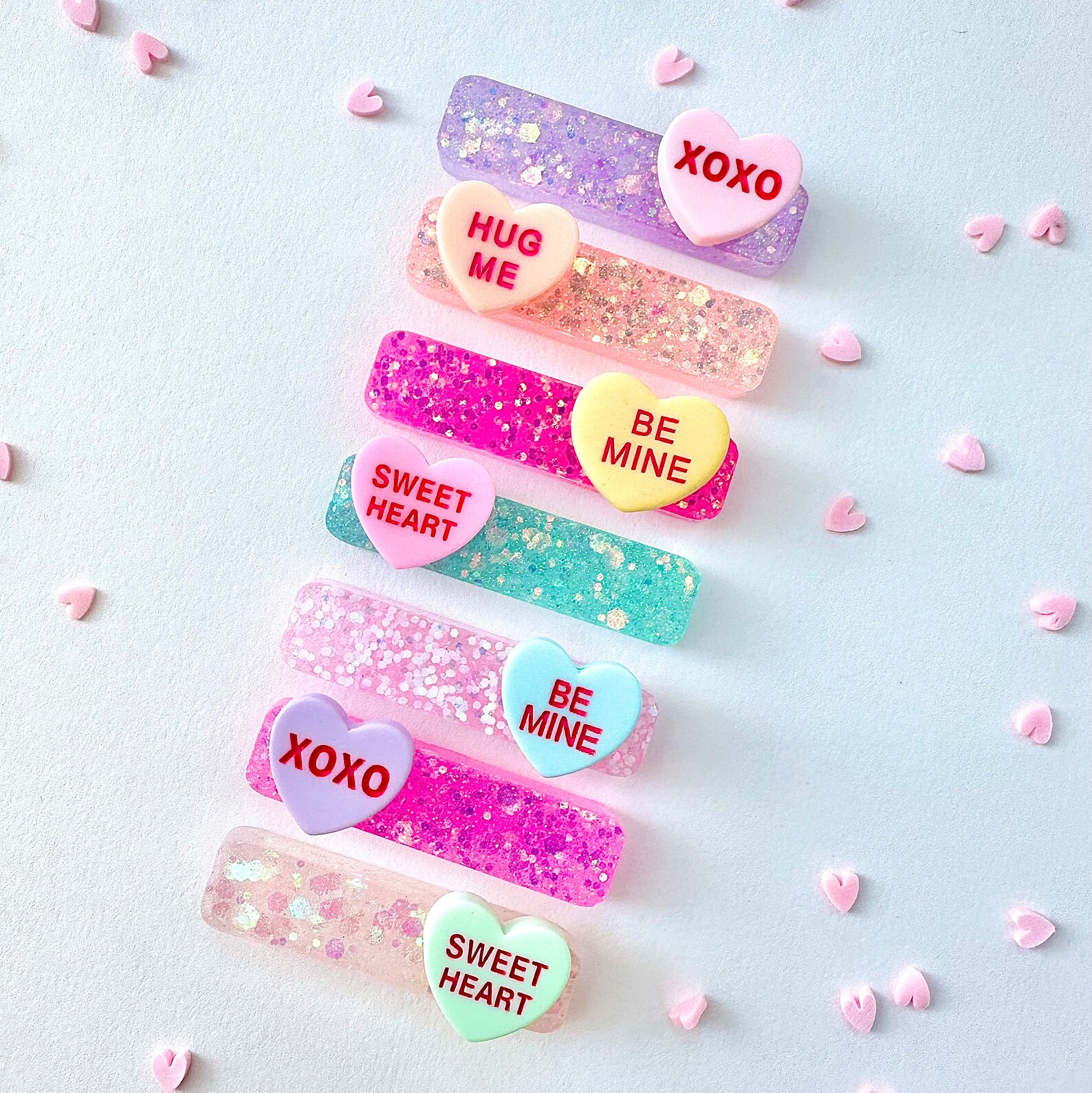 Valentine’s Day Hair Clips for Girls|conversation Heart Hair Clips ...