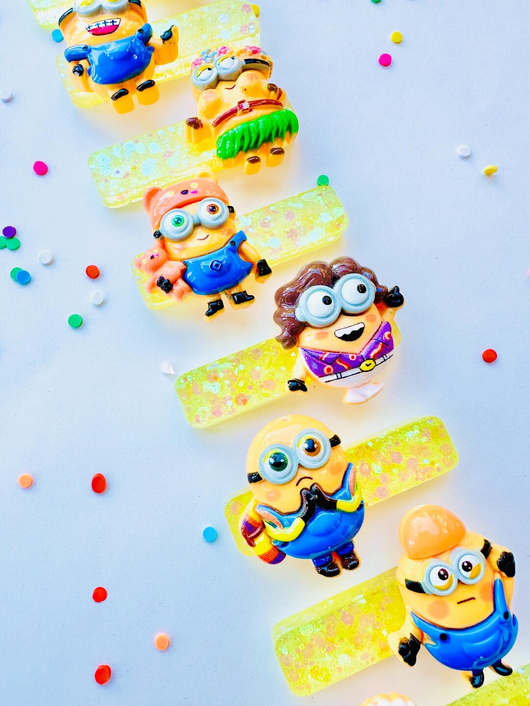 Minions Hair Clips for Girls| Minion Hair Clips| Glitter Hair Clip ...