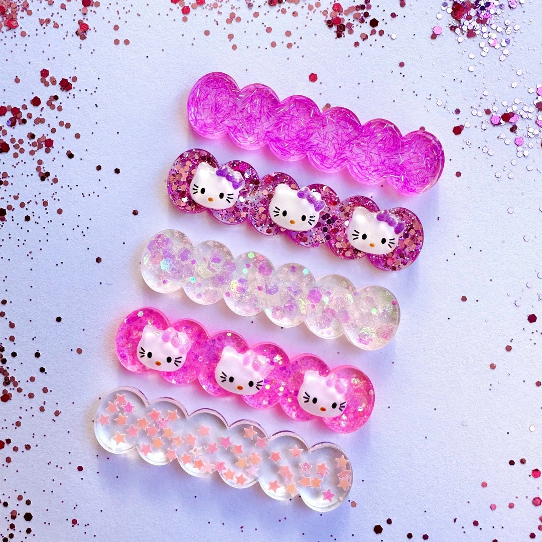 Handmade Hello Kitty Glitter Hair Clip: Resin Alligator Clip - Etsy
