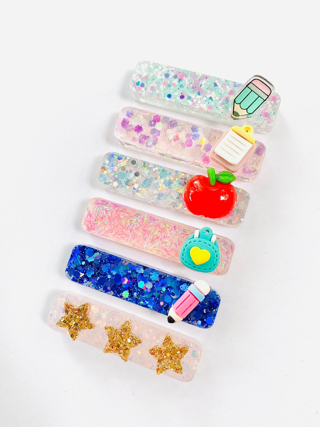 Back to School Hair Clips for Girlsfirst Day of School Hair Clips Apple ...