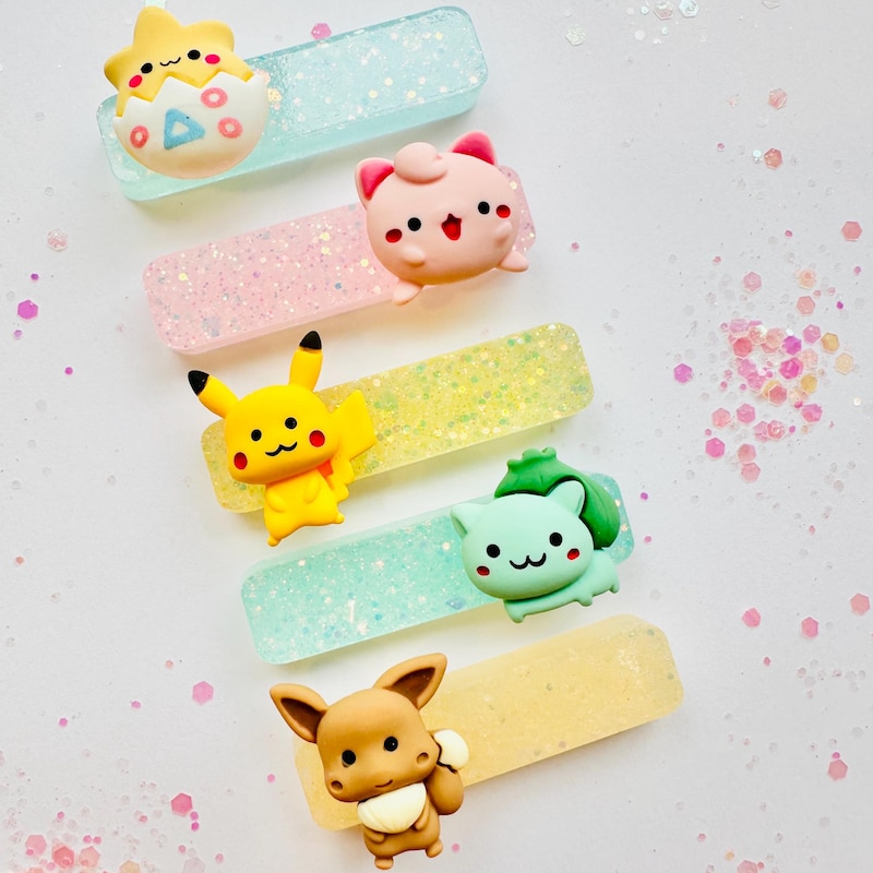 Pikachu Hair Bow Clips - Etsy