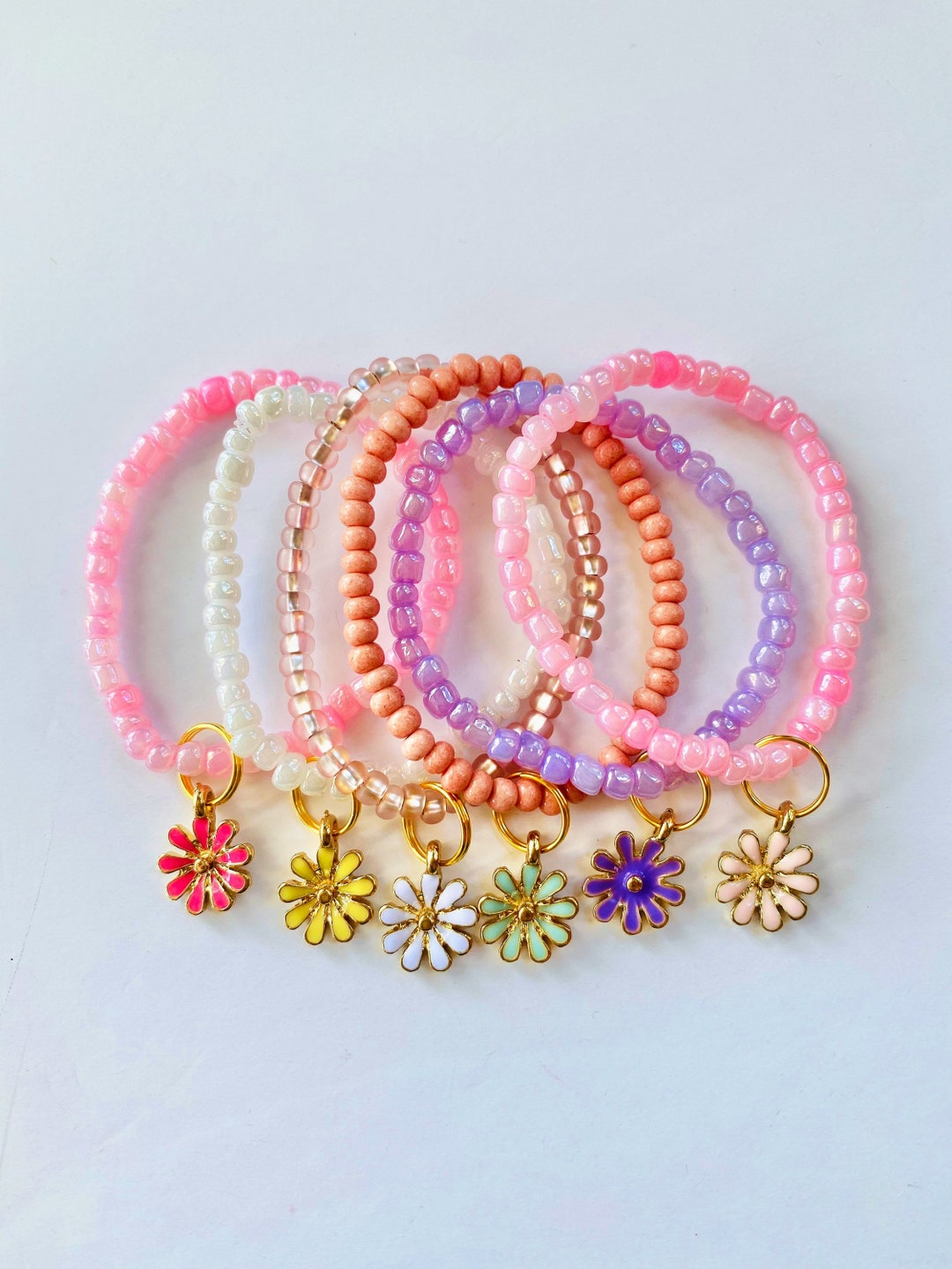 Daisy Stretch Bracelets for Girls|spring Seed Bead Bracelets|gifts for ...