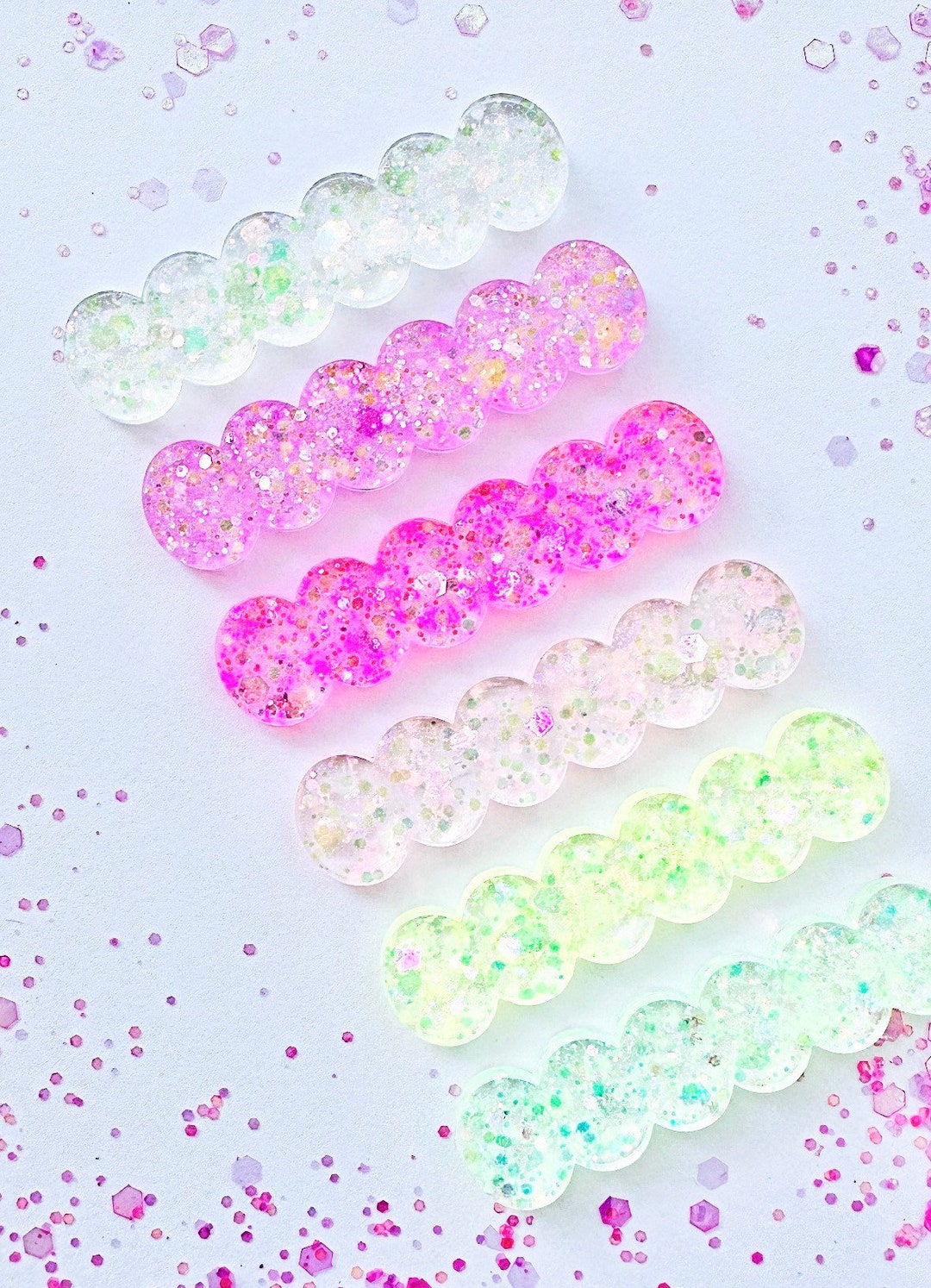 Rainbow Scalloped Hair Clips| Spring Hair Clips for Girls| Rainbow Hair ...