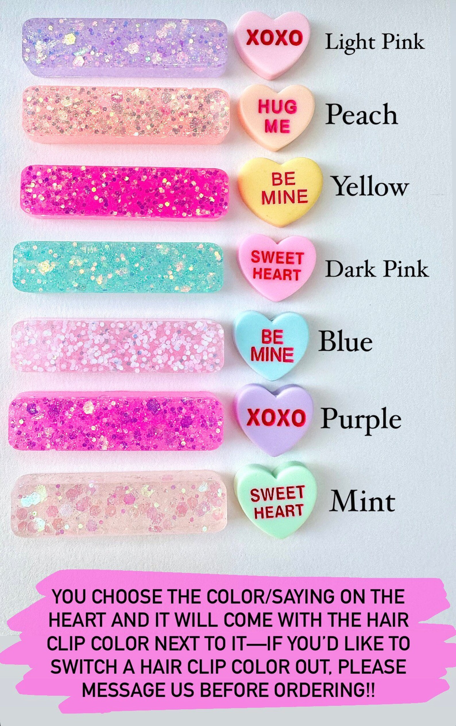 Valentine’s Day Hair Clips for Girls|conversation Heart Hair Clips ...
