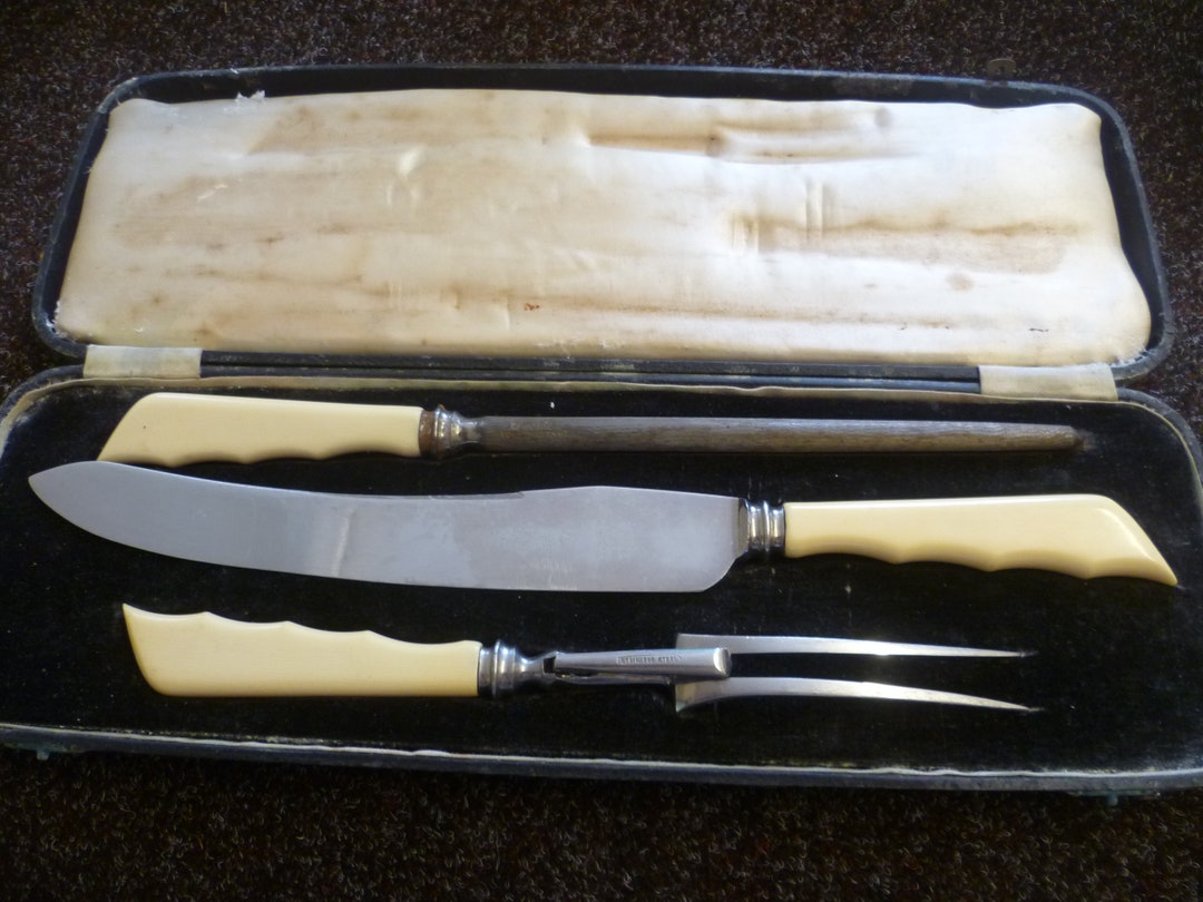 An Antique Faux Bone Handled Carving Knife Set by 'firth Brearley ...