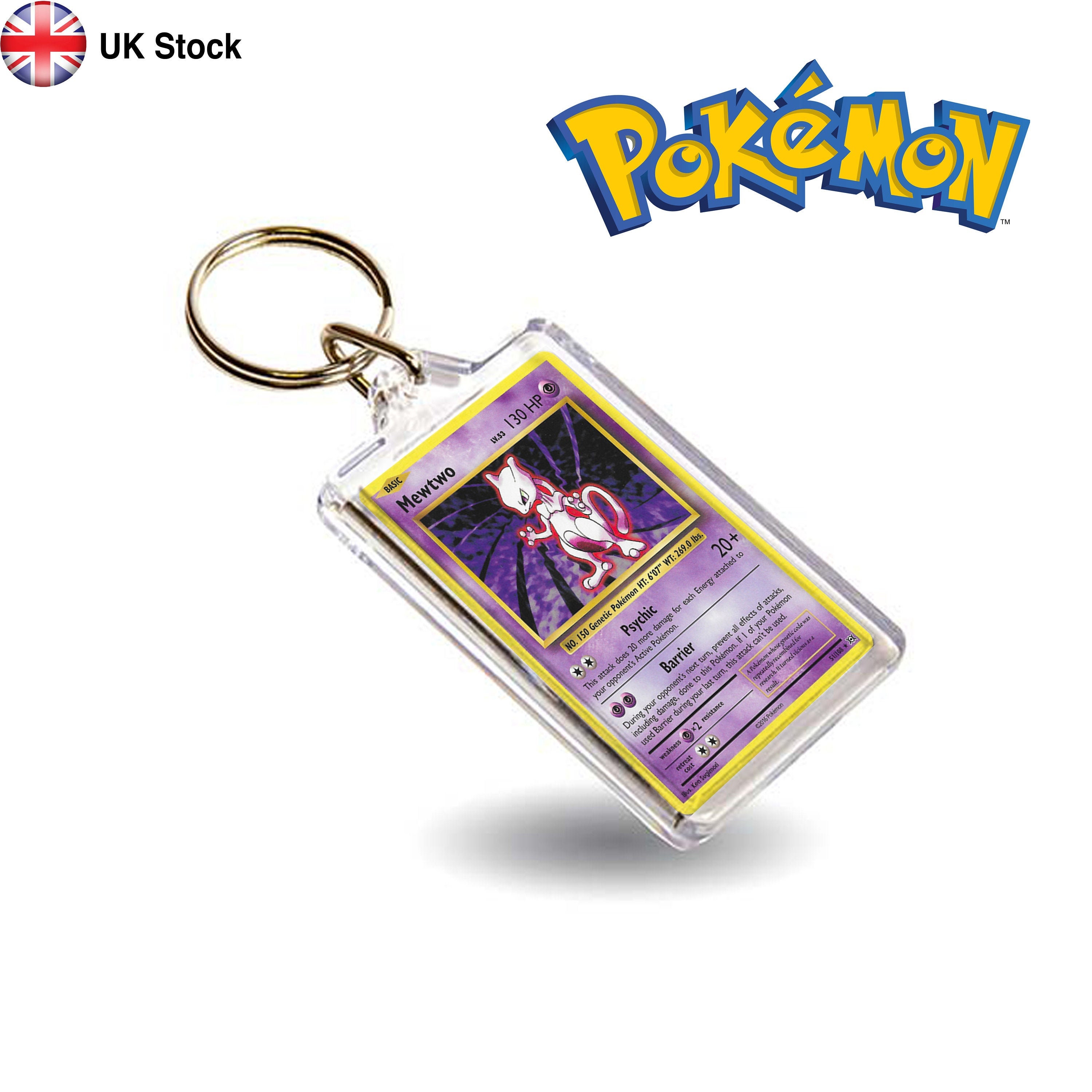 Pokemon Mewtwo Card Inspired Keyring / Key Chain Duel Print | Etsy