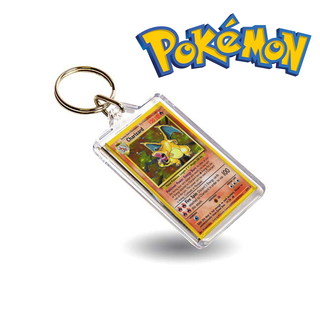 Buy Pokemon Charizard Card Inspired Keyring / Key Chain Duel Sided ...