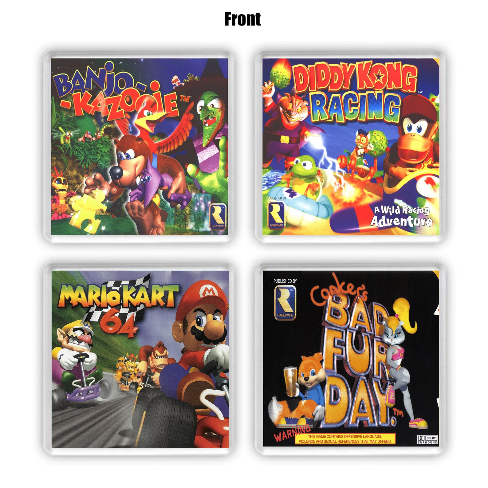 Nintendo 64 Game Cup Coaster Set X4 Mario Kart Diddy Kong - Etsy UK