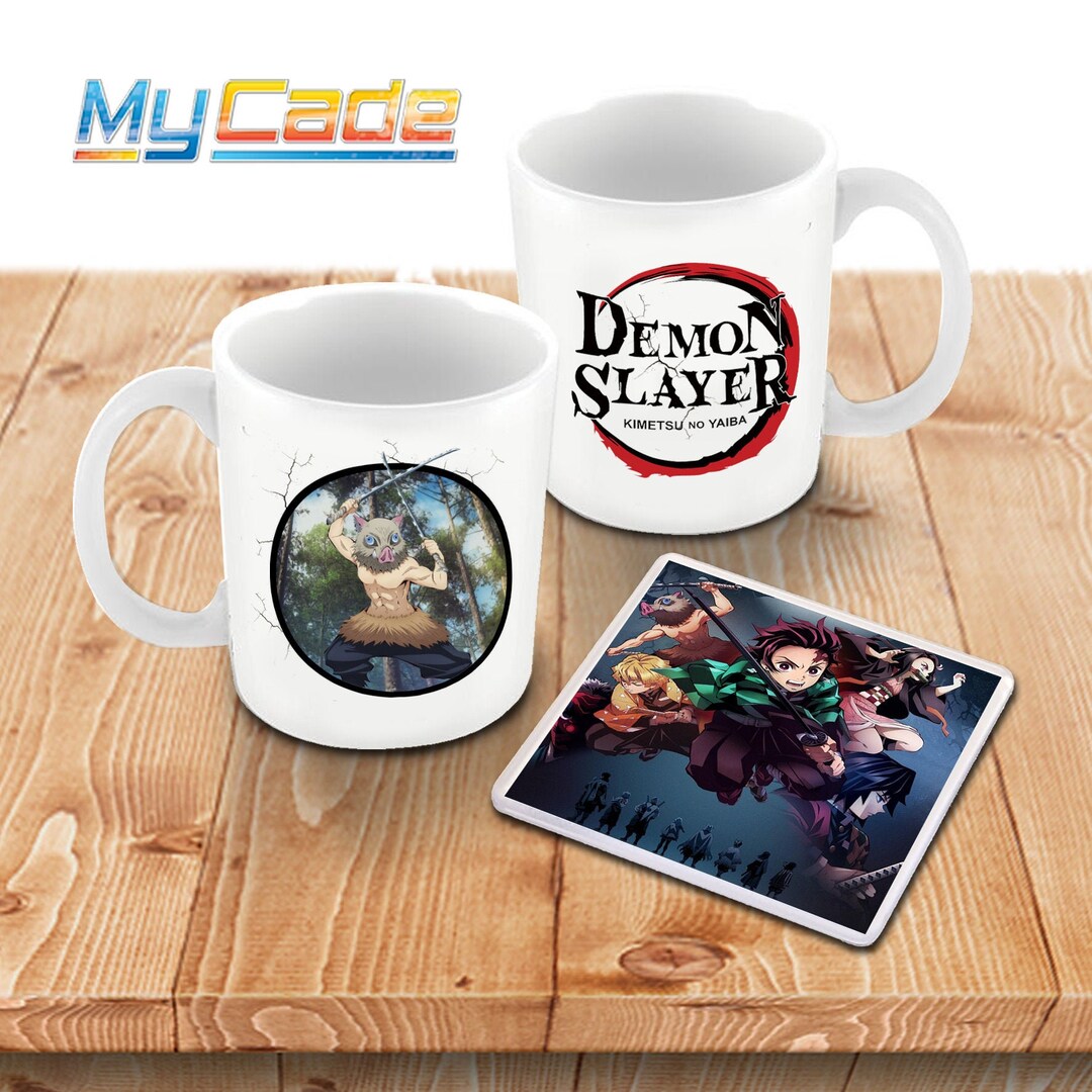 Demon Slayer Ceramic Mug and Plastic Coaster Set Inosuke Hashibira ...