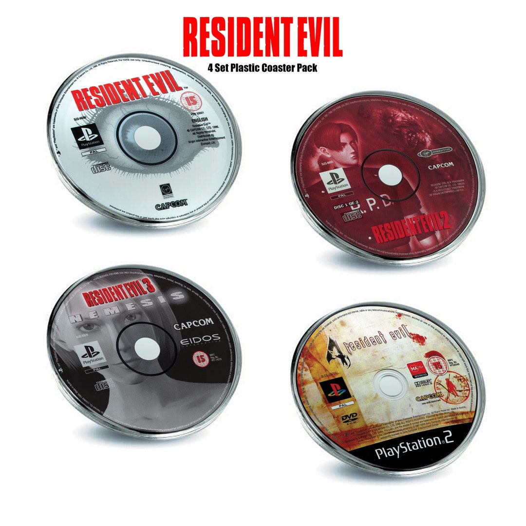 Resident Evil Games Classic Disc Style Plastic Coaster SET Pack of 4 ...