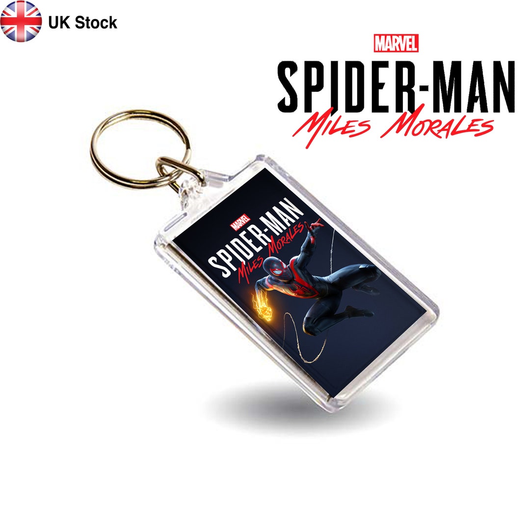Buy Spider-man Miles Morales Keyring PS5 Style Plastic Key Chain Double ...