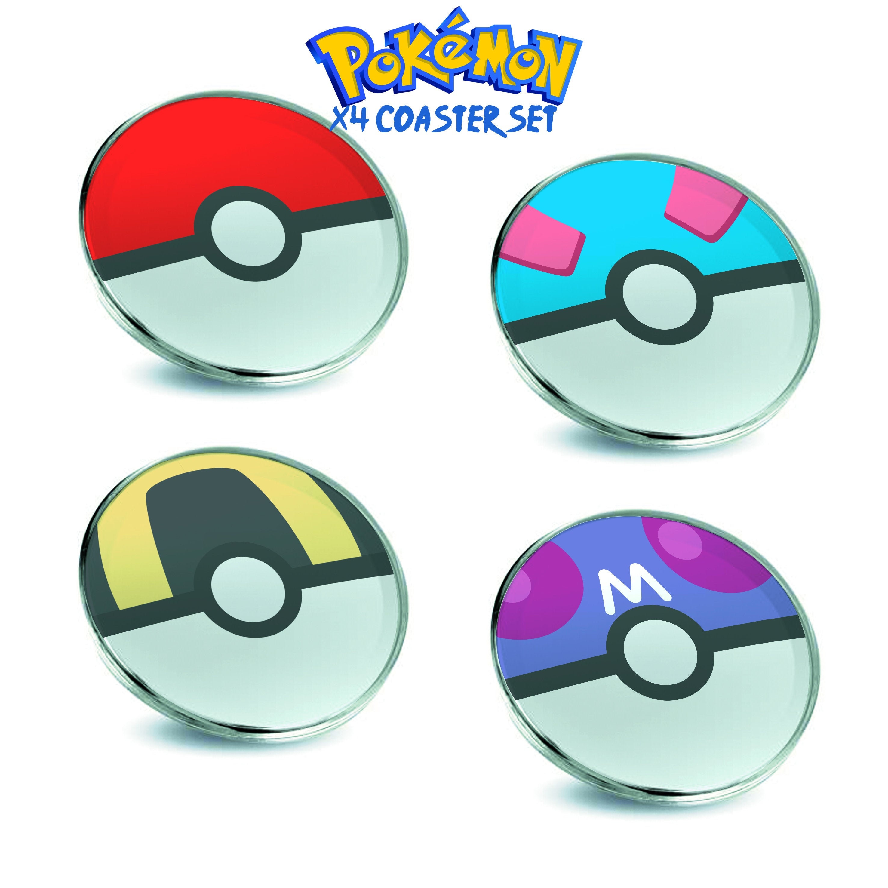 Pokémon Classic Pokeball Inspired Plastic Coaster SET / Drink | Etsy