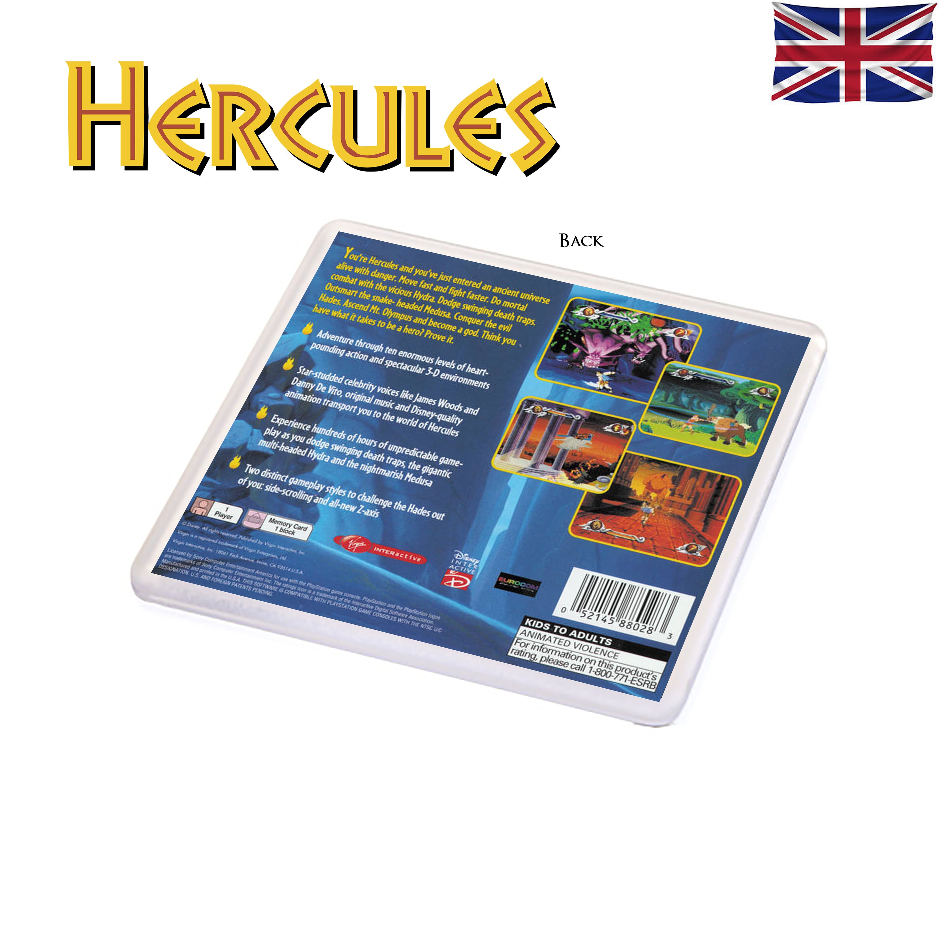 Hércules PS1 Estilo Retro Gaming COASTER Game Box Art | Etsy