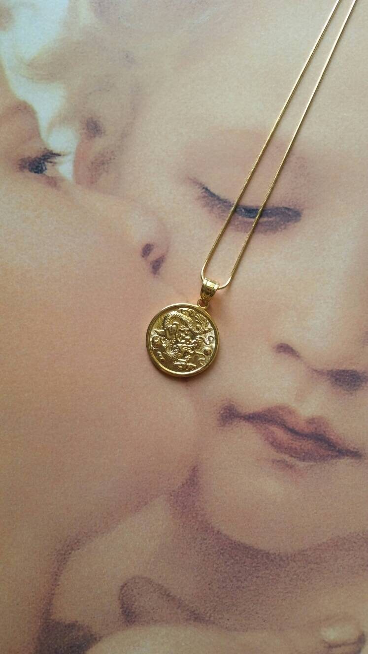 Y2K Year of the Dragon 18k GOLD FILLED Dragon Necklace. - Etsy