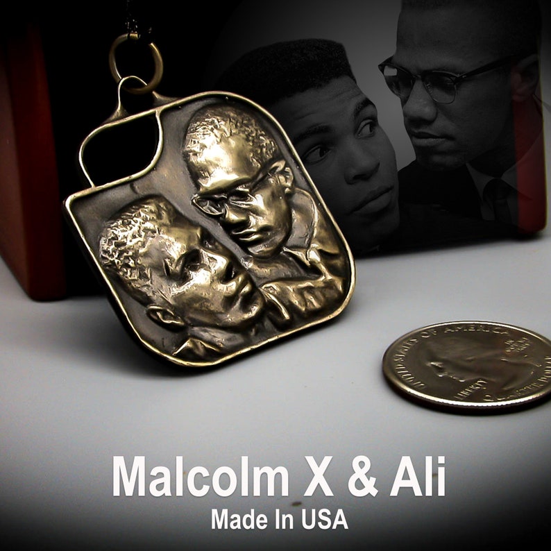 Malcolm X, and Muhammad Ali Necklace (brass) - Etsy