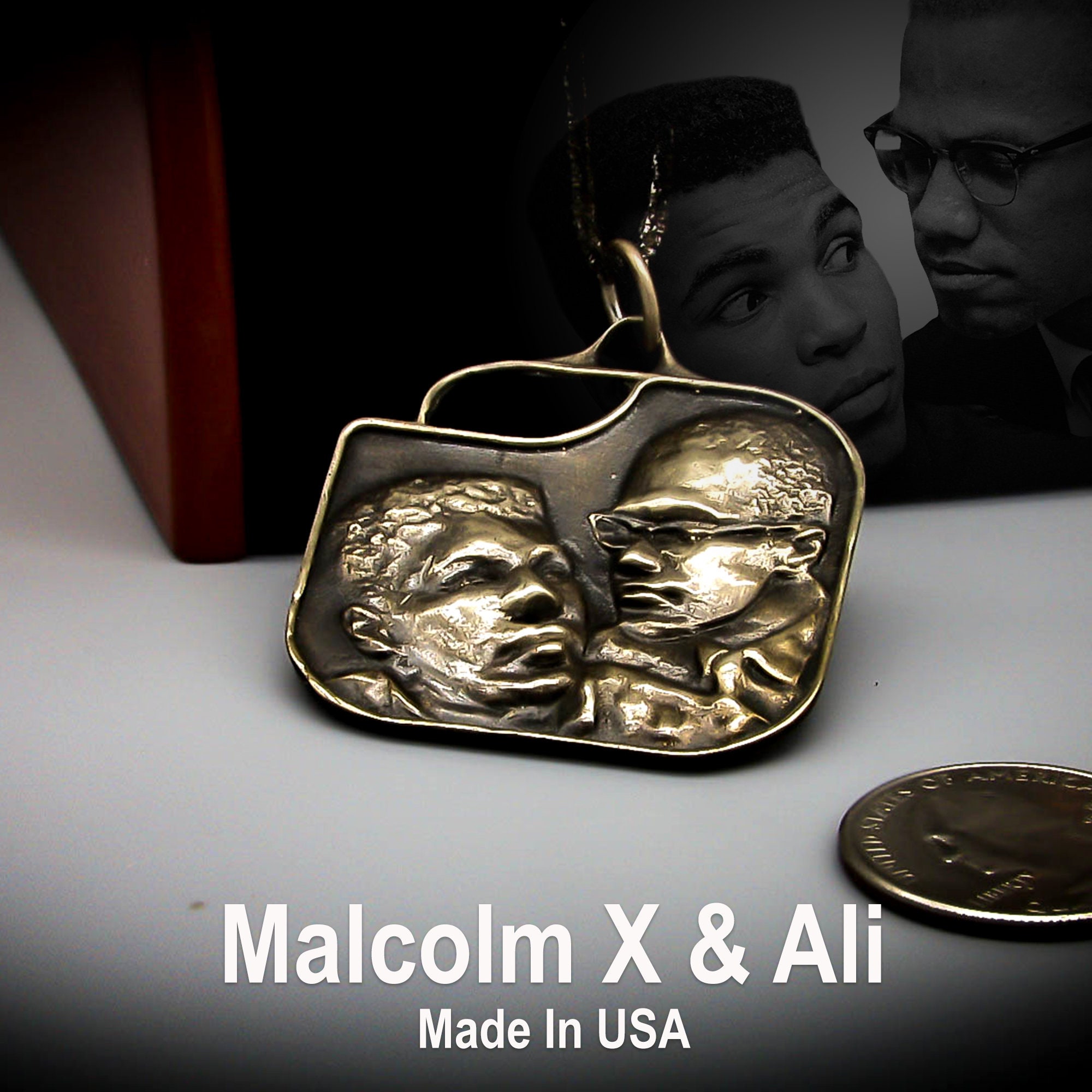 Malcolm X, and Muhammad Ali Necklace (brass) - Etsy