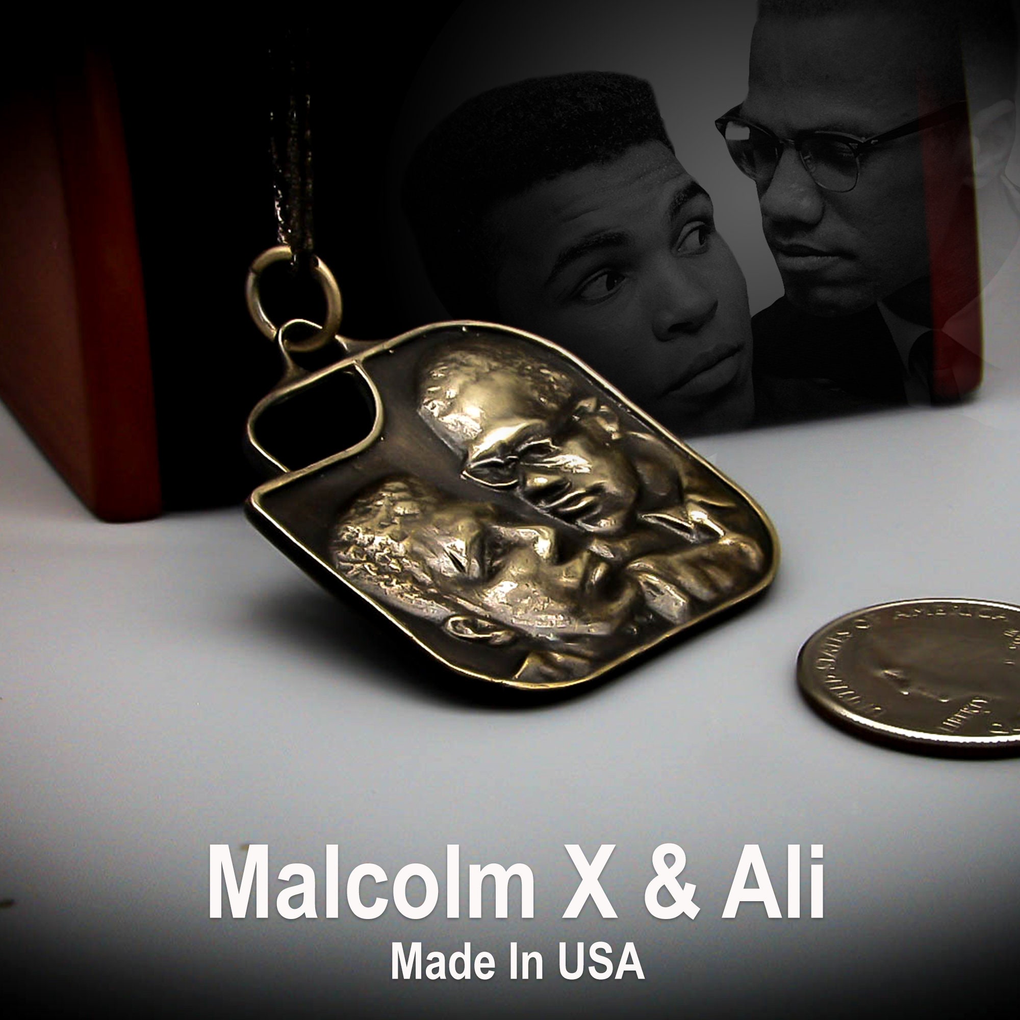 Malcolm X, and Muhammad Ali Necklace (brass) - Etsy