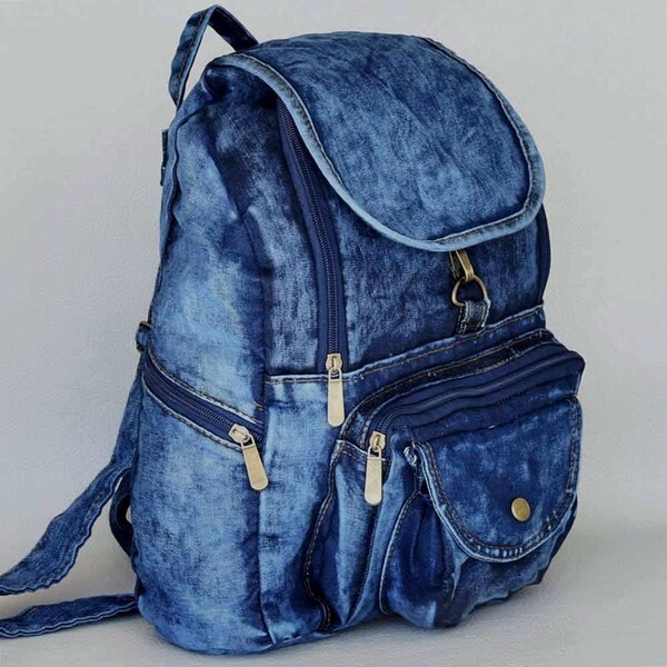 Denim Backpack - Etsy