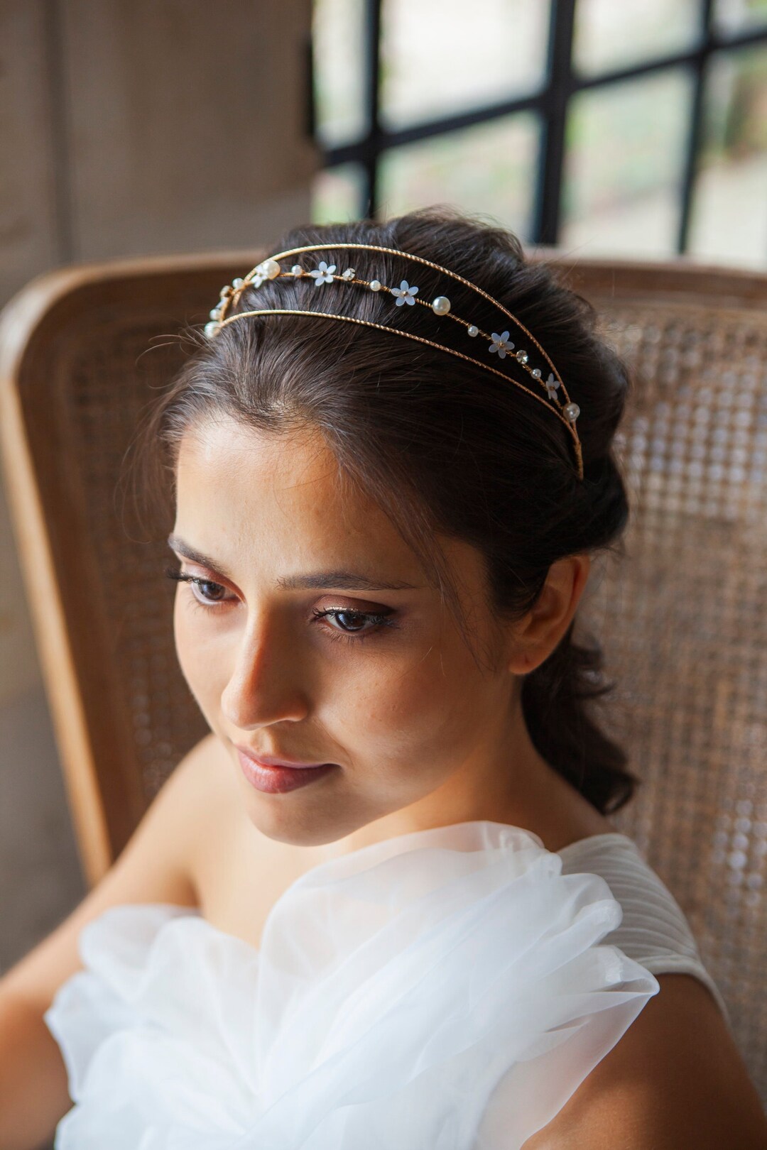 Bridal Tiara; Golden Tiara; Floral Tiara; Bridal Headband; Bridal ...