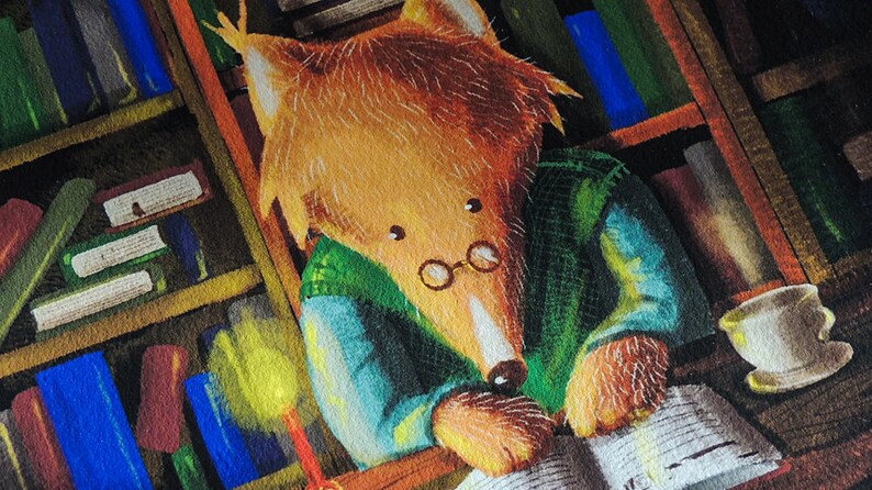 Reading Fox Print DIN A5 - Etsy