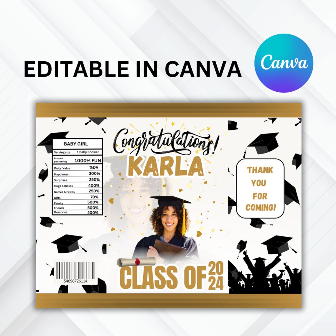 Graduation Chips Bag Template | DIY Editable in Canva | Party Favors - Etsy