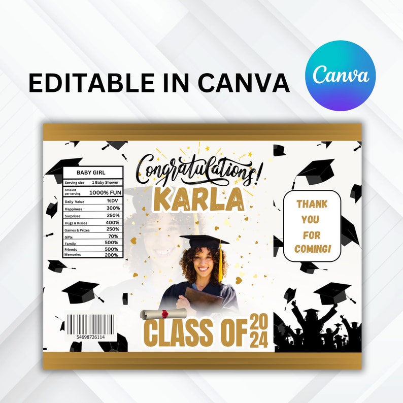 Graduation Chips Bag Template | DIY Editable in Canva | Party Favors - Etsy
