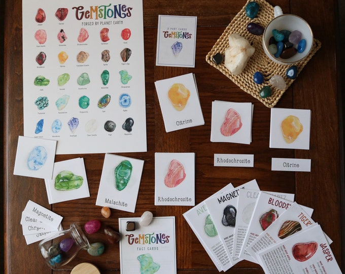 Gemstones Full Nature Guide Gemstone Art Posters and Card Sets ...