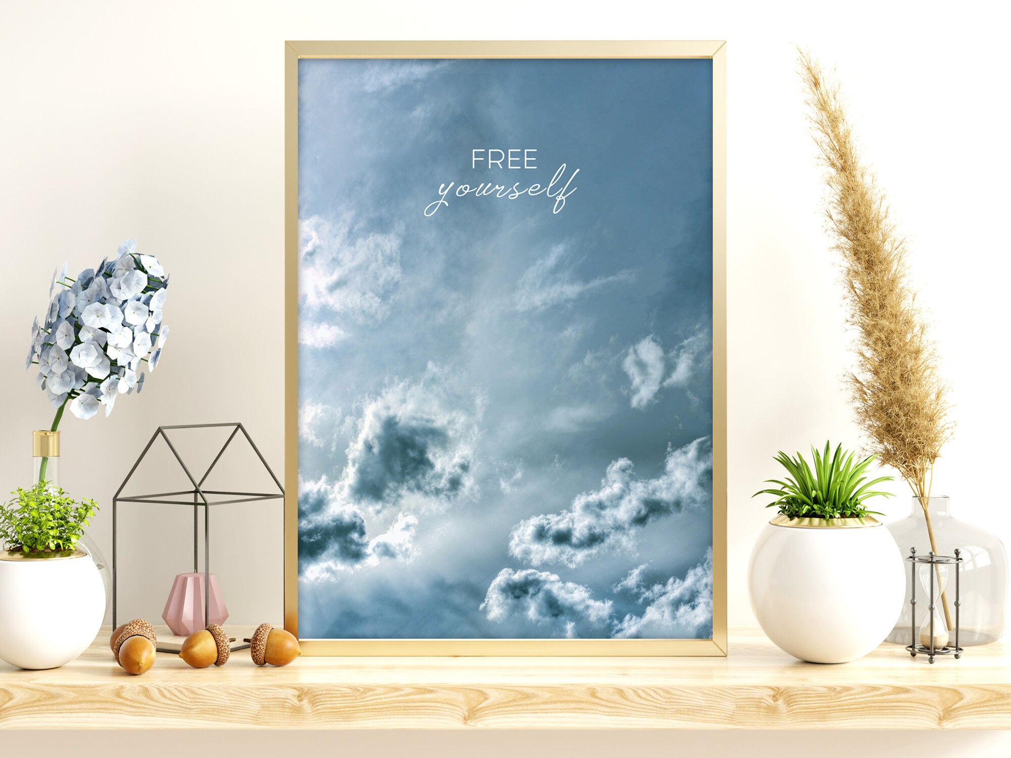 Free Yourself Printed Poster. Clouds on the Sky. Quote - Etsy