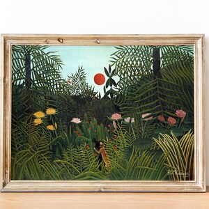 Virgin Forest With Sunset - Henri Rousseau | Forest Poster ...