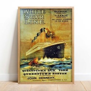 Poster of the White Star Line Showing RMS Titanic I Vintage Poster ...