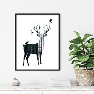 Deer Forest Collage Printed Poster Picture - High Quality 250g Photo ...