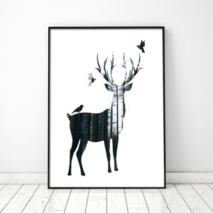 Deer Forest Collage Printed Poster Picture - High Quality 250g Photo ...