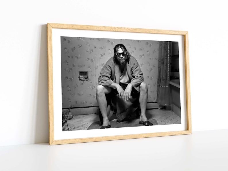 Big Lebowski - the Dude Poster B&W Bathroom Scene - Black and White ...