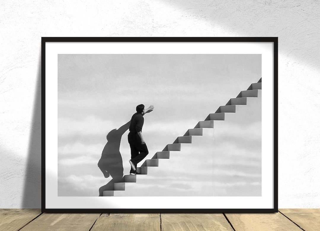 The Truman Show Movie Poster Stairs Scene - Black and White Movie ...