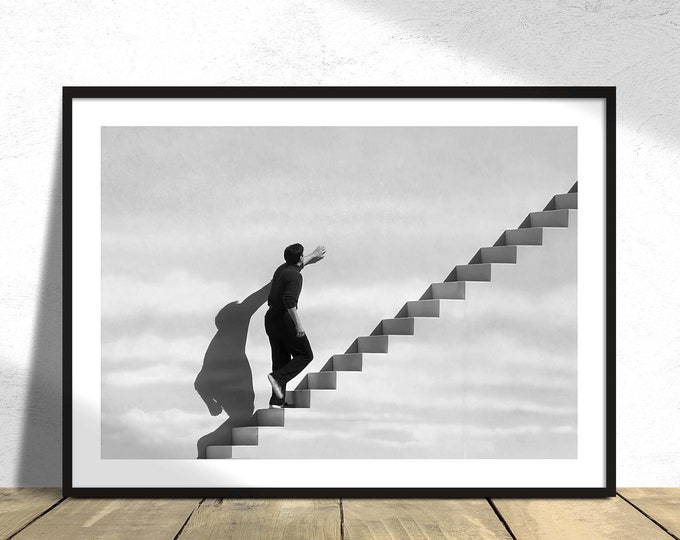 The Truman Show Movie Poster Stairs Scene - Black and White Movie ...