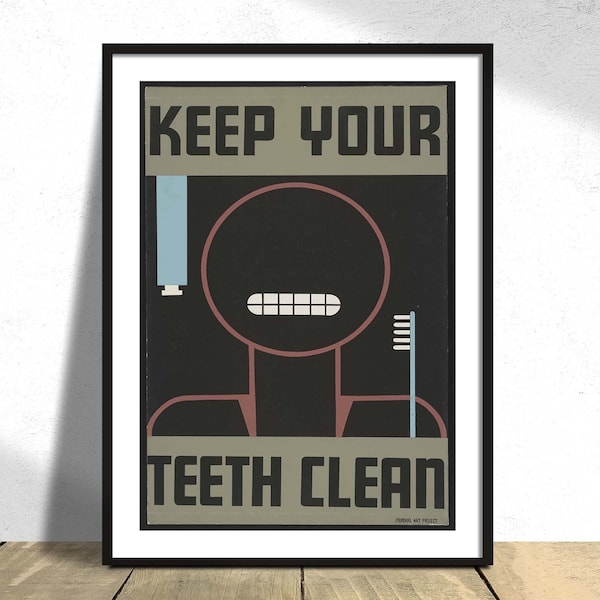 Retro Teeth Poster - Etsy