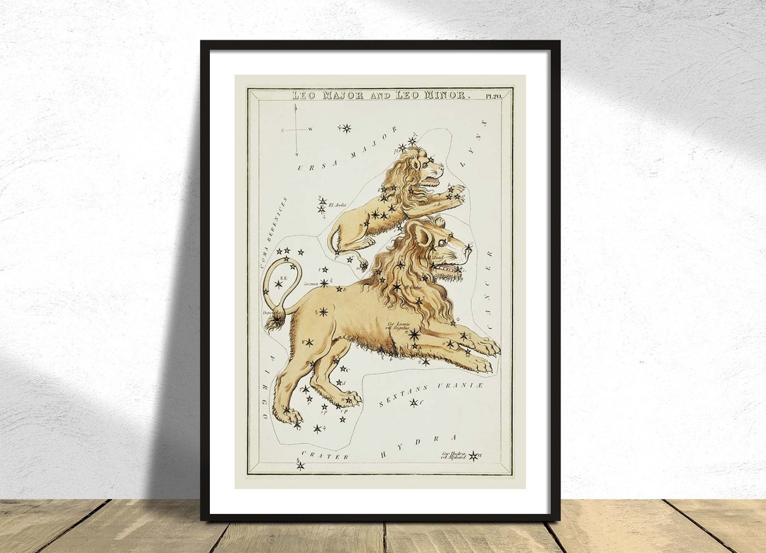 Astronomical Chart Illustration of the Leo Major and the Leo Minor ...
