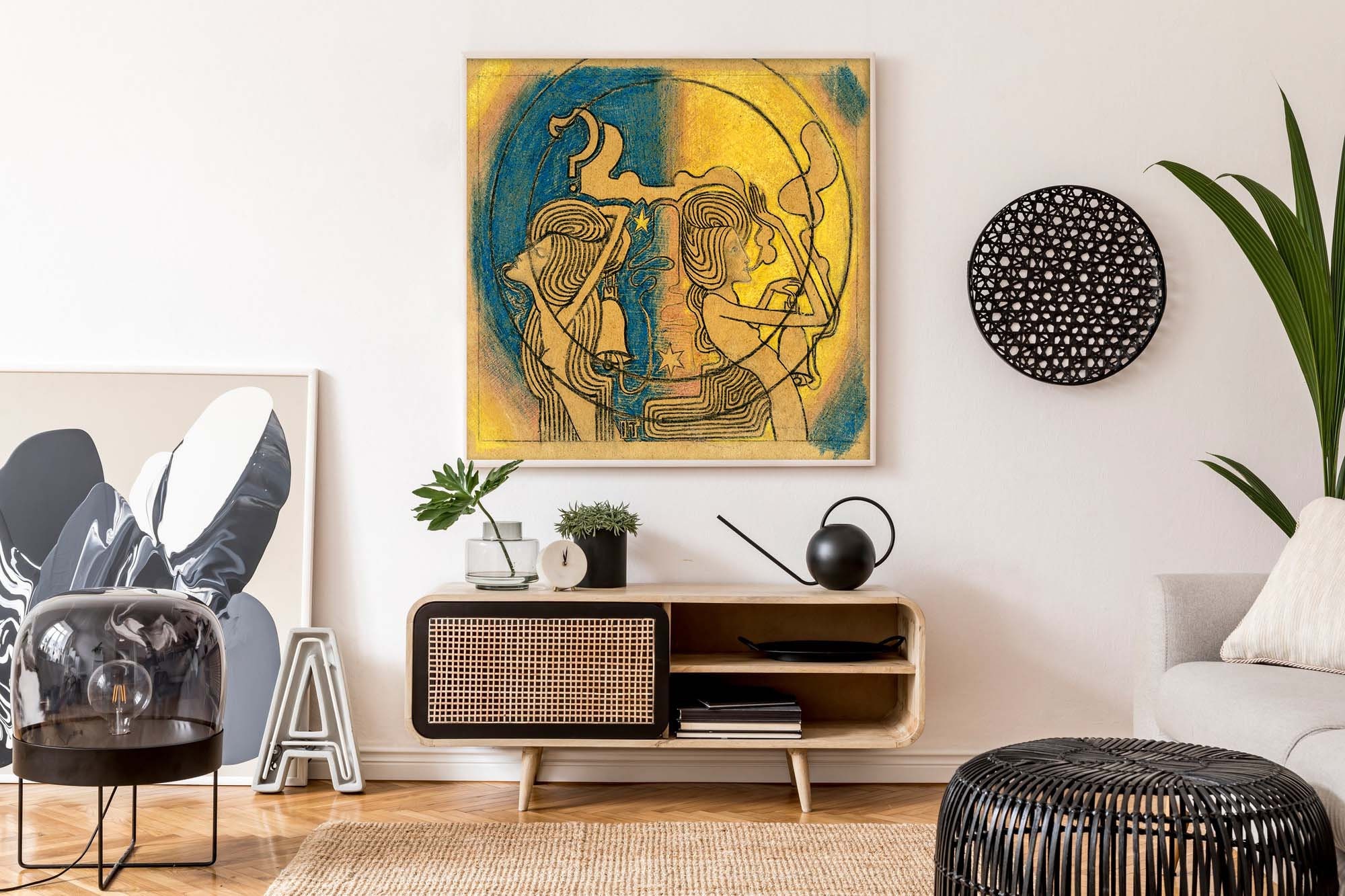 Two Stylized Female Figures With Clock in Hand Jan Toorop I - Etsy