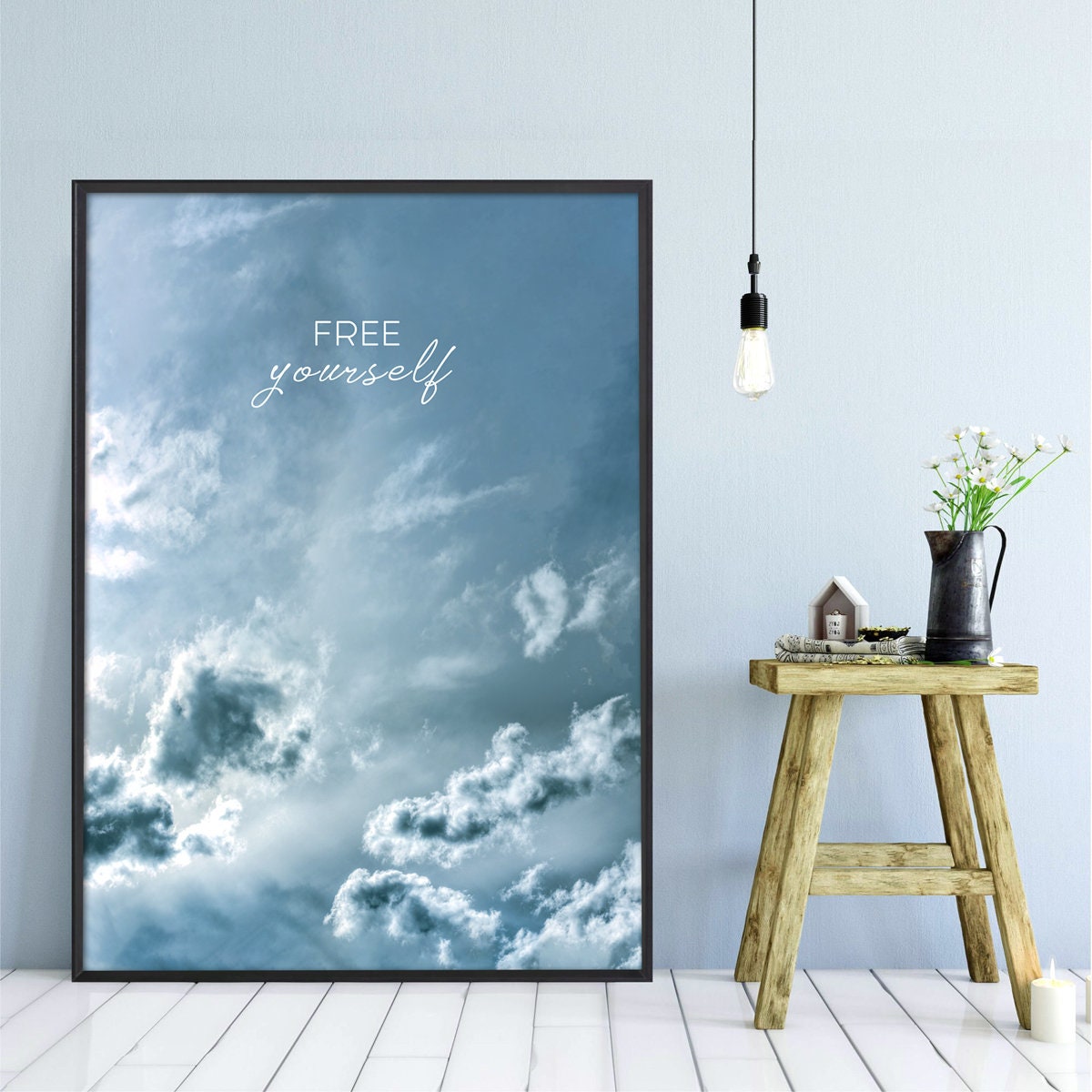 Free Yourself Printed Poster. Clouds on the Sky. Quote - Etsy