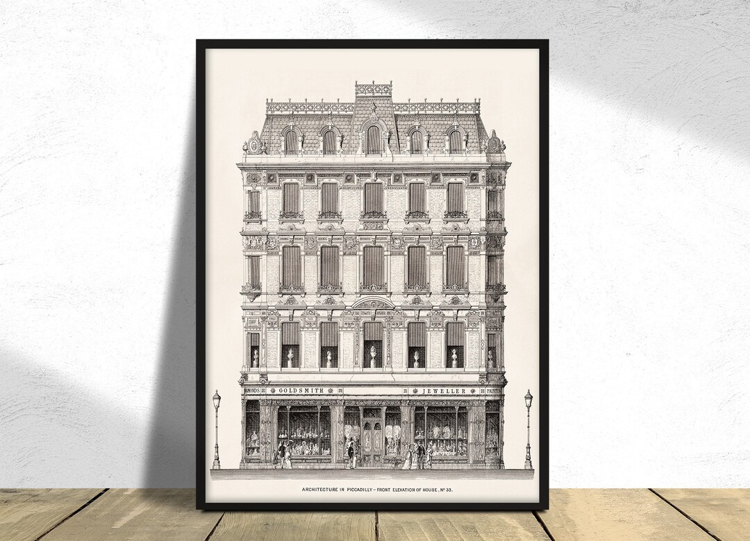 Vintage Illustration of Architecture in Piccadilly Published in 1870 ...