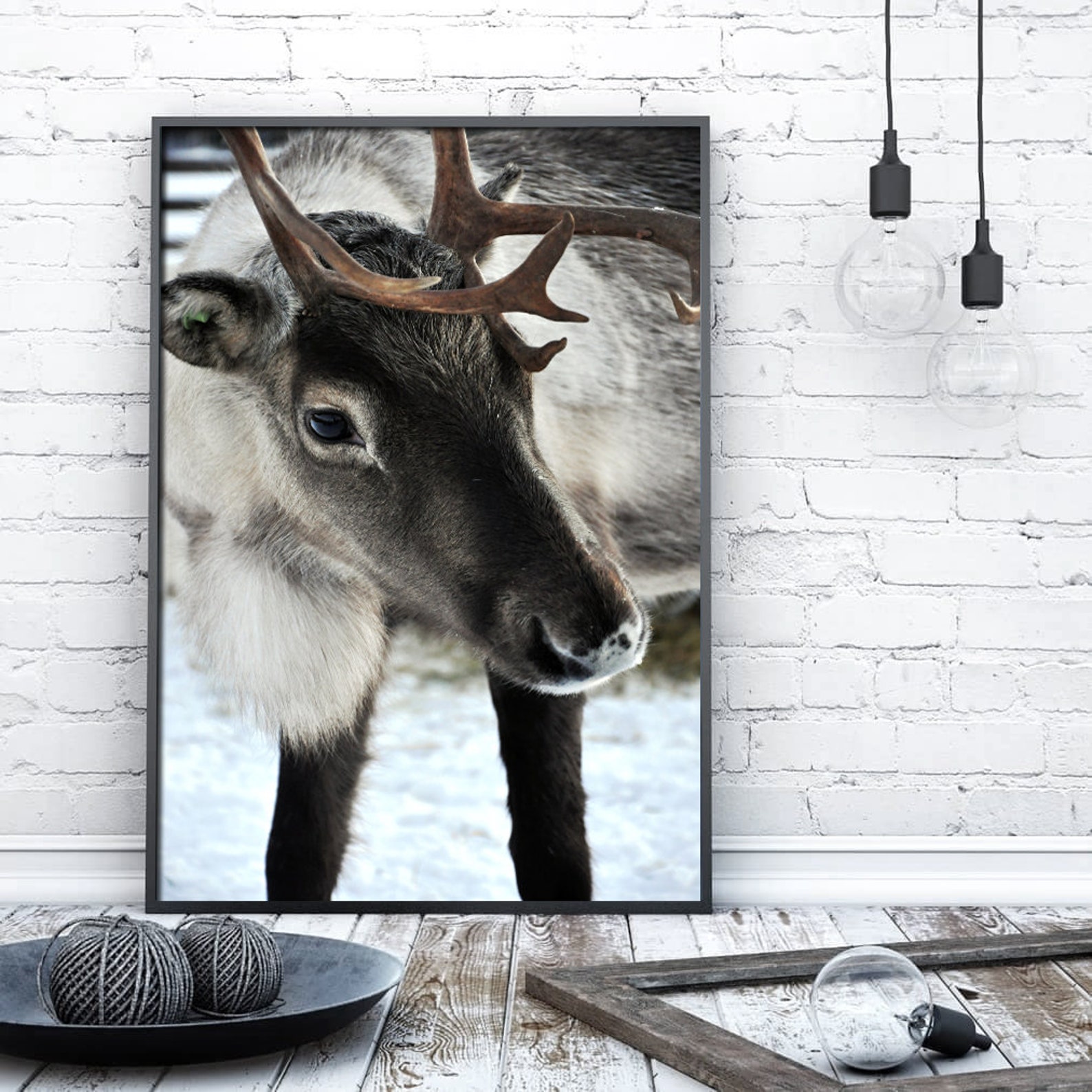Reindeer Printed Poster Winter Snow Scenery. Christmas Gift - Etsy